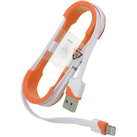 Omega cable Lightning 1m flat, white/orange (43270) - Cables - Photopoint