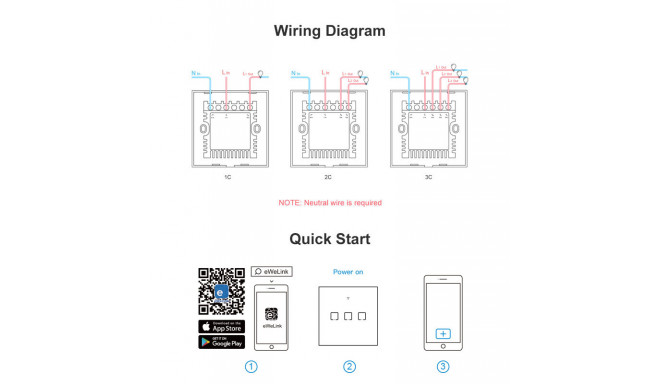 2 channel smart touch wall switch SONOFF, controlled by Wi-Fi + RF ...