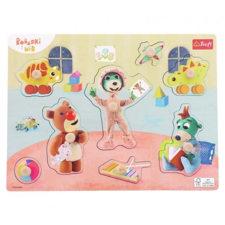 Układanka drewniana Trefliki Bobaski i Miś - Baby puzzles - Photopoint