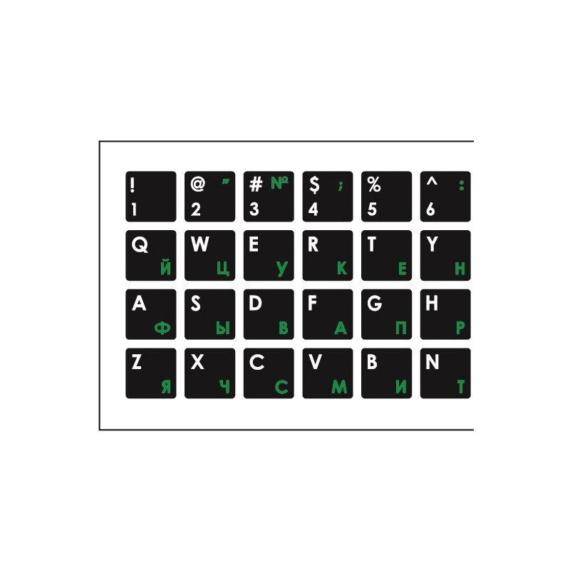 Mocco keyboard stickers ENG/RUS, black/white - Keyboard stickers ...