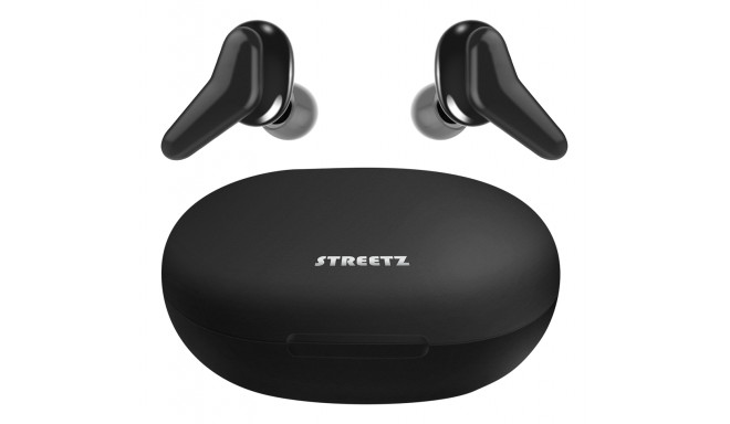 Wireless earbuds STREETZ with charging case, in-ear, TWS, BT 5, black ...