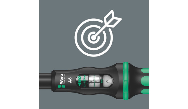 Wera torque wrench with reversible ratchet Click-Torque A 6 (black/green, output 1/4" for bits ...