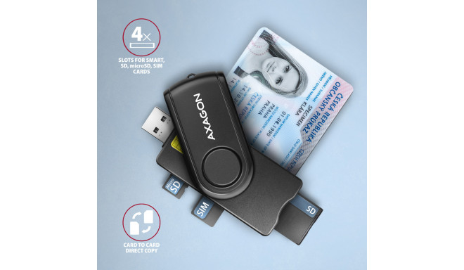 Axagon smart card reader + USB-C adapter CRE-SMP2A - Smartcard readers ...