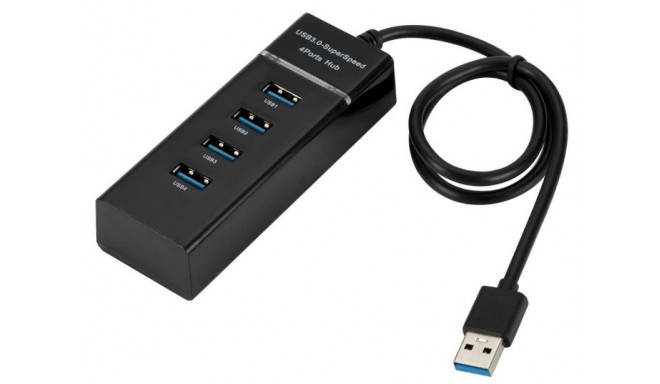 Roger USB hub AD15651 4xUSB 3.0, black - USB hubs - Photopoint