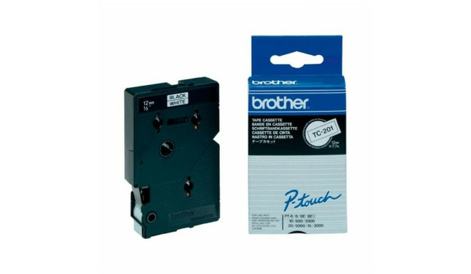 Laminated Tape for Labelling Machines Brother TC-201 12 mm x 7,7 m ...