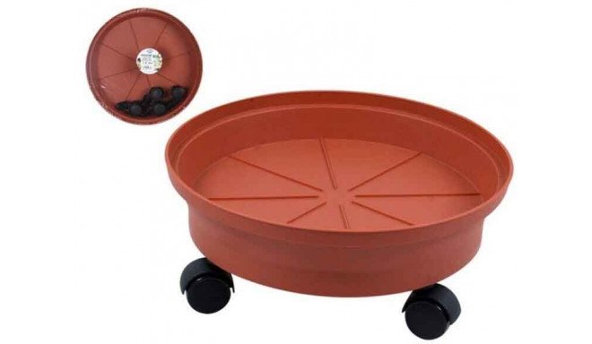 Flowerpot base plate with wheels 32cm, brown - Flower pots & stands ...