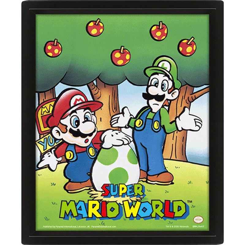 Pyramid International Framed 3D Effect Poster Super Mario World ...