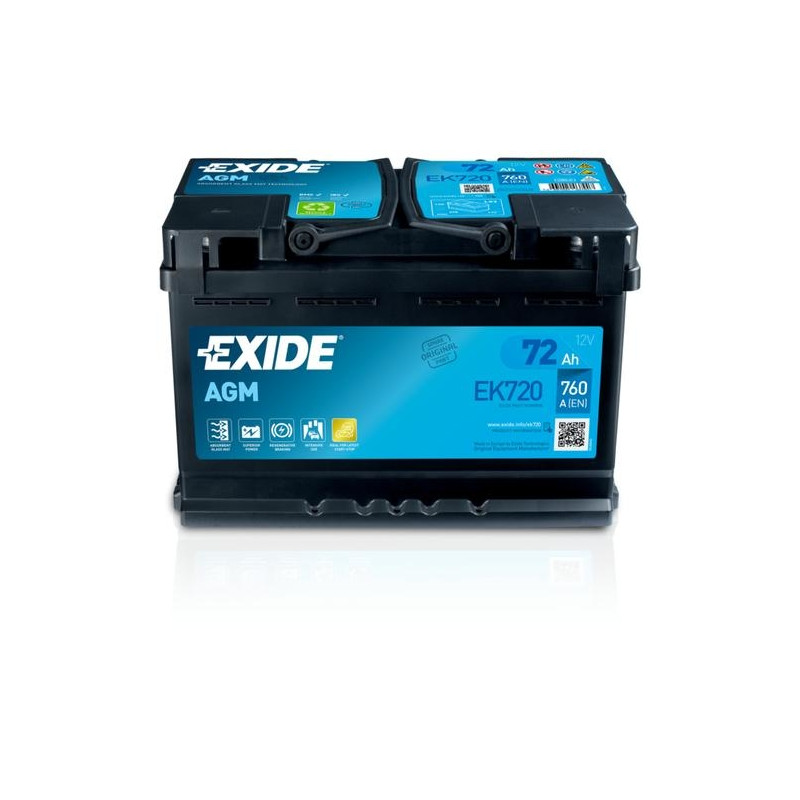 Exide EK720 vehicle battery AGM (Absorbed Glass Mat) 72 Ah 12 V 760 A ...