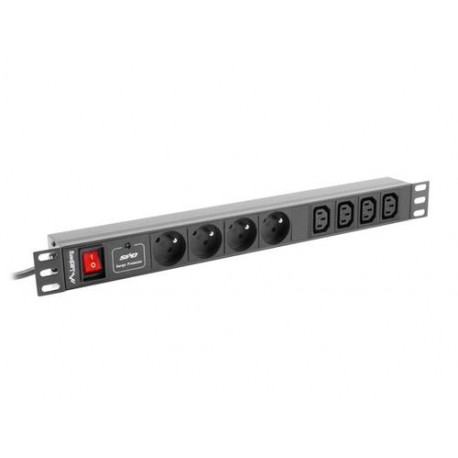Lanberg PDU-04E04I-0200-BK power distribution unit (PDU) 4 AC outlet(s) 1U Black - Surge ...