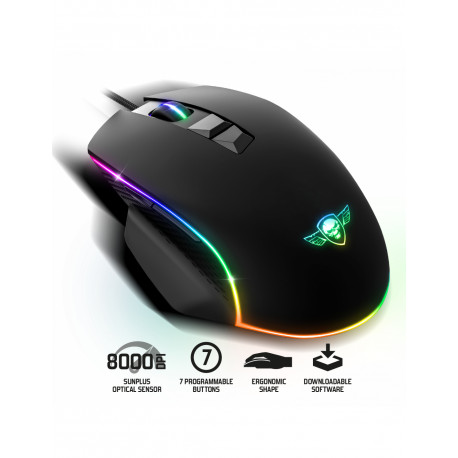 Spirit Of Gamer PRO-M1 RGB Optical Gaming Mouse Black - Hiired - Photopoint