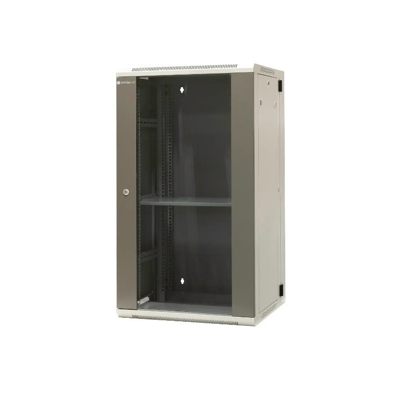 EMITERNET Split hanging cabinet 19" 22U, sheet metal/glass doors, 600×550×1083mm width/depth ...