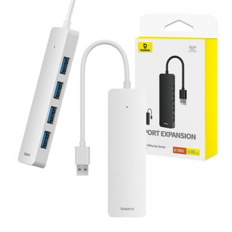 4in1 Hub Baseus UltraJoy Lite USB-A to USB 3.0 15cm (white) - USB hubs ...