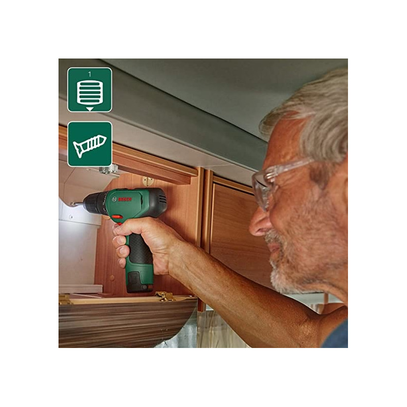 Bosch Cordless drill EasyDrill 1200 + bit and drill set (green/black ...