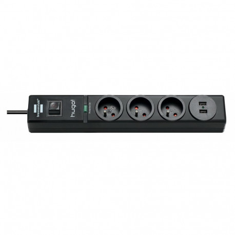 3-socket plugboard with power switch Brennenstuhl hugo! USB x 2 (2 m ...