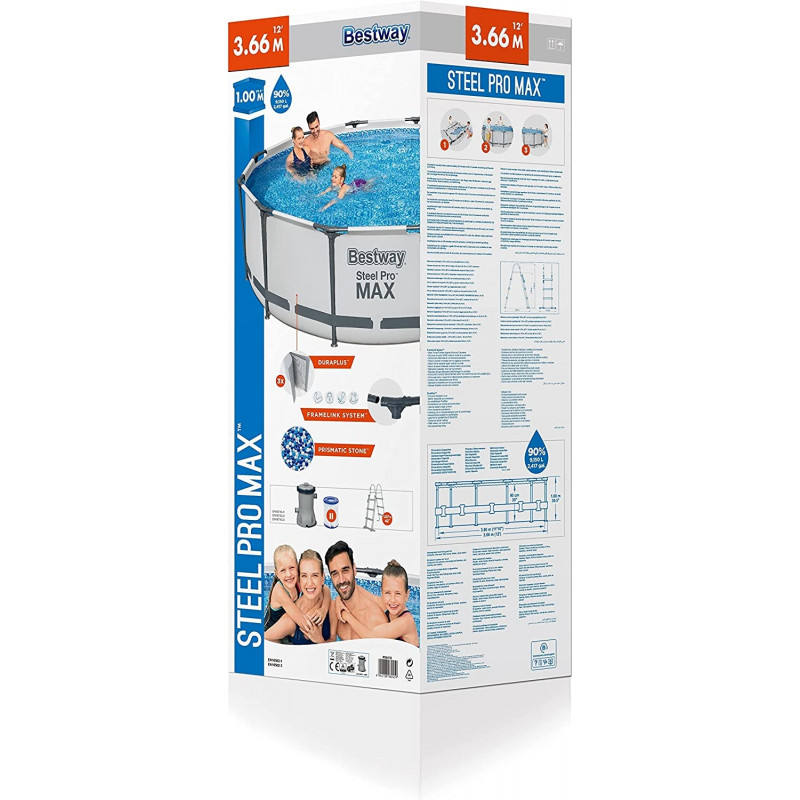 Bestway Steel Pro MAX pool set, O 366cm x 100cm, swimming pool (light ...