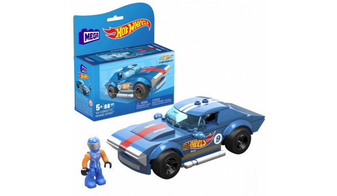 MEGA Hot Wheels 64 Corvette Grand Sport Building Toy Car With 1 Figure ...