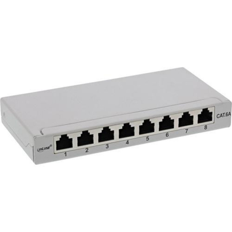 InLine Patch panel Cat.6A 0.5U 8-port, table/wall mounting light grey ...