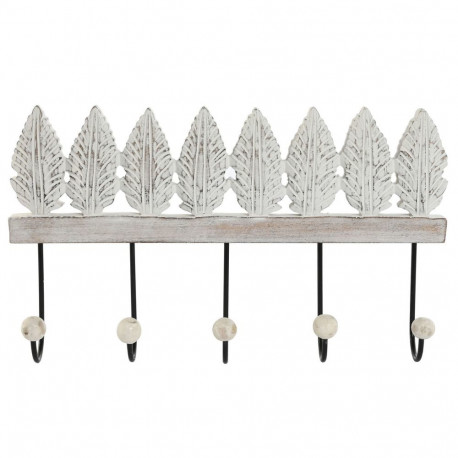 Seina riidepuu Home ESPRIT Valge Must Metall Mangopuit Leht 41 x 6,5 x ...