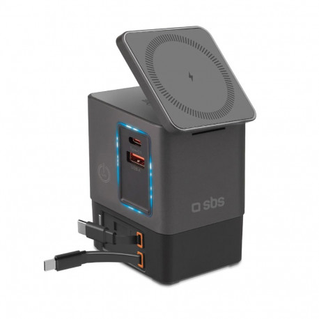 SBS Power Dock 6-in-1 with MagSafe, Stand, and USB-C Cables 65W – Black ...