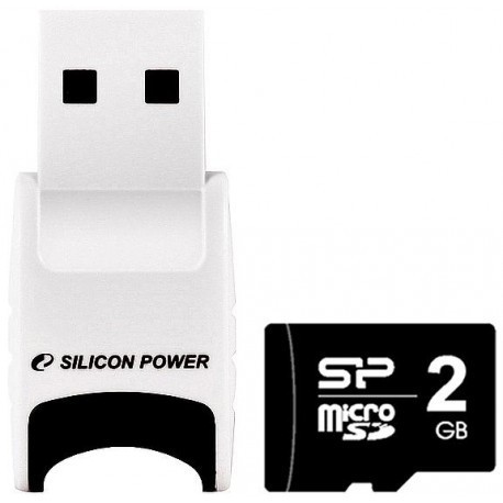 Silicon Power memory card microSD 2GB + USB reader - Memory cards ...
