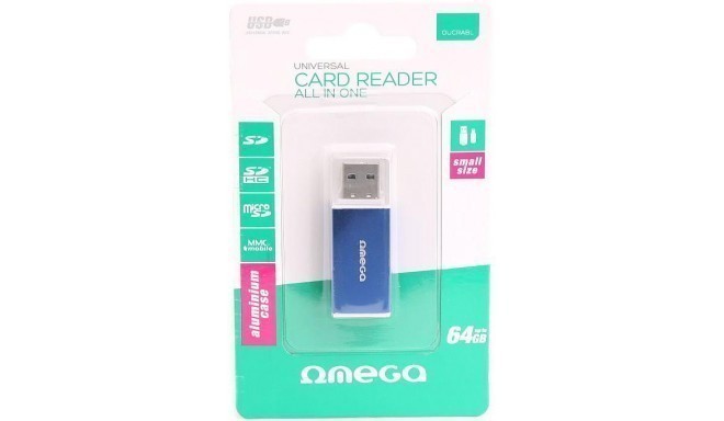 Omega card reader OUCRABL, blue (42025) - Memory card readers - Nordic ...