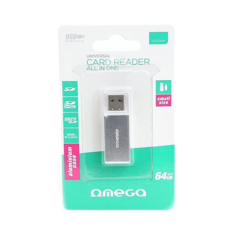 Omega card reader OUCRAW, silver (42027) - Memory card readers - Nordic ...