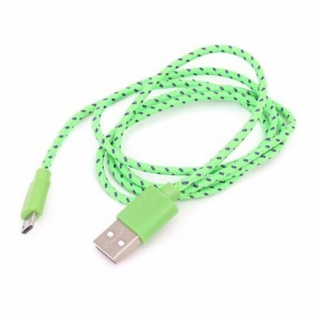 Omega cable microUSB 1m braided, green (42317) - Cables - Nordic Digital