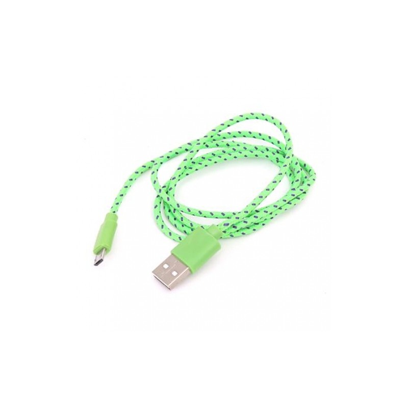 Omega cable microUSB 1m braided, green (42317) - Cables - Nordic Digital