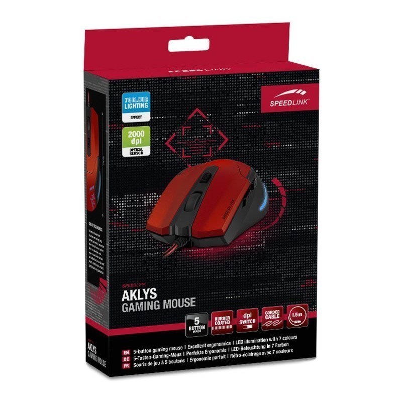 Speedlink mouse Aklys, black/red (SL-680001-BKRD) - Mice - Photopoint